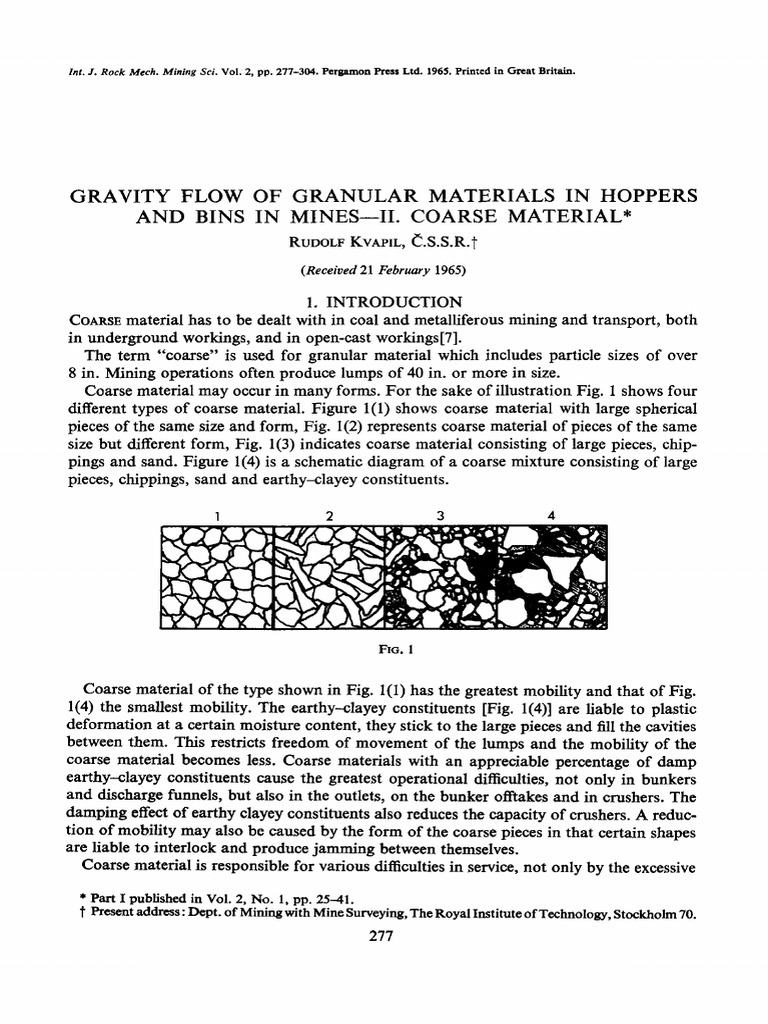 Gravity Flow of Granular Materials in Hoppers and Bins in Mines - Ii ...