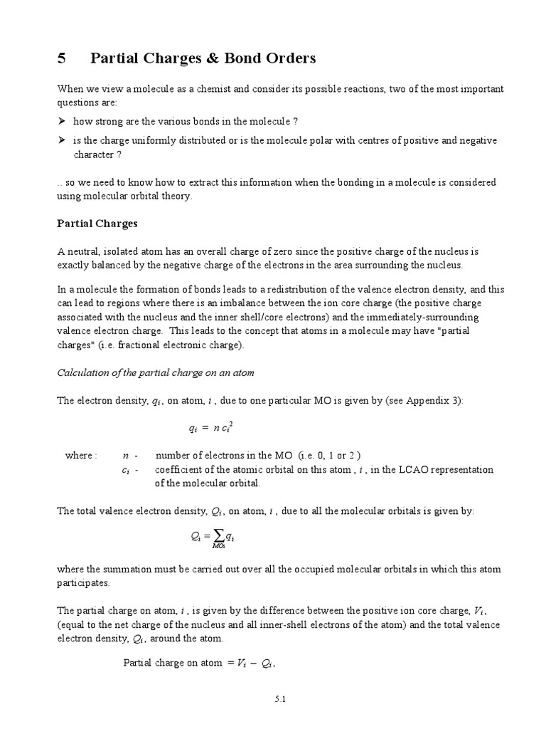 5 Partial Charges & Bond Orders | PDF | Molecular Orbital | Chemical Bond