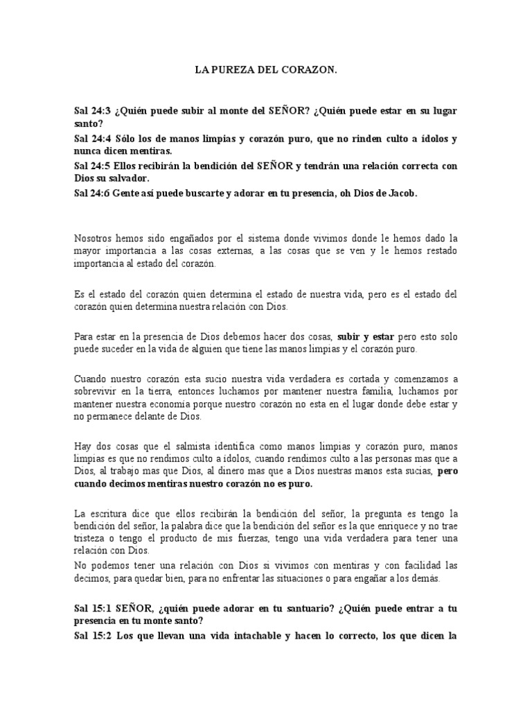 La Pureza Del Corazon | PDF | Verdad | Dios