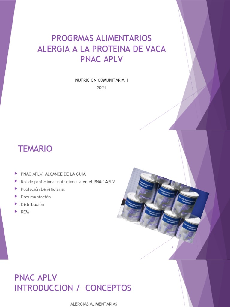 Progrmas Alimentarios Pnac Aplv | PDF | Alergia | Amamantamiento