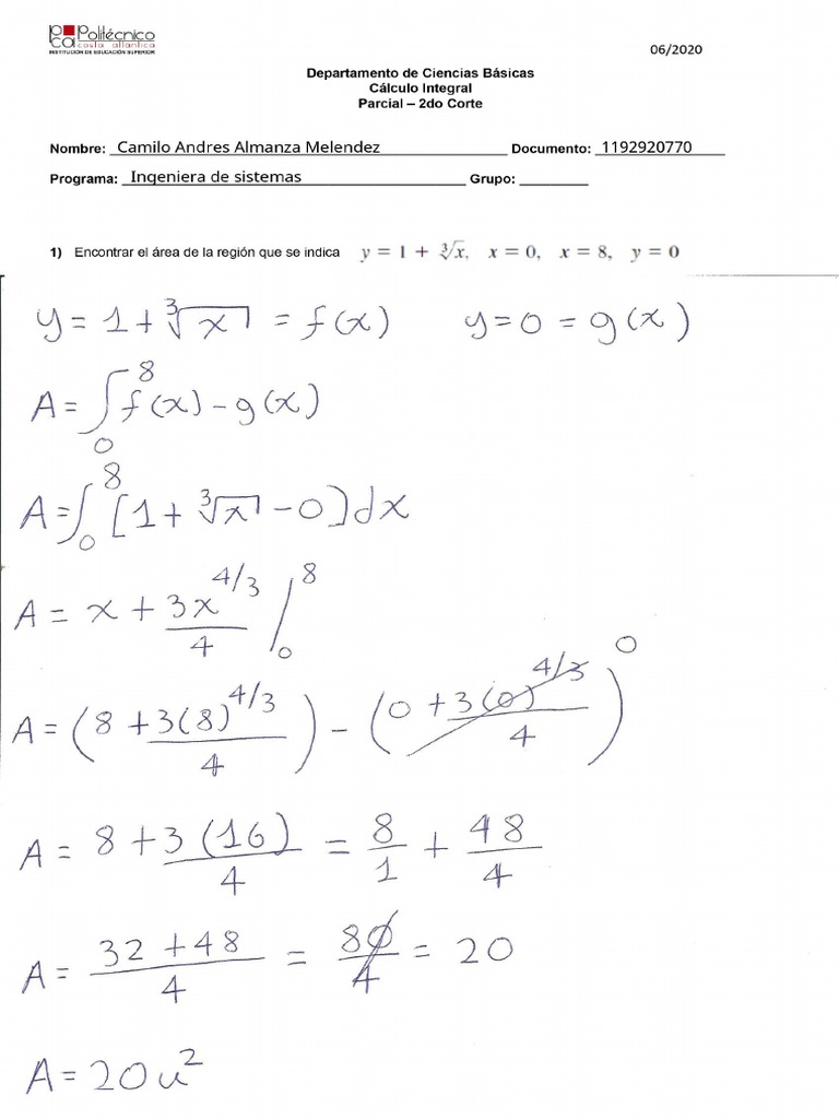 Calculo Integral Parcial 2do Corte | PDF