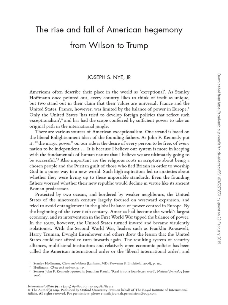 The Rise and Fall of American Hegemony From Wilson To Trump | PDF | Purchasing Power Parity ...