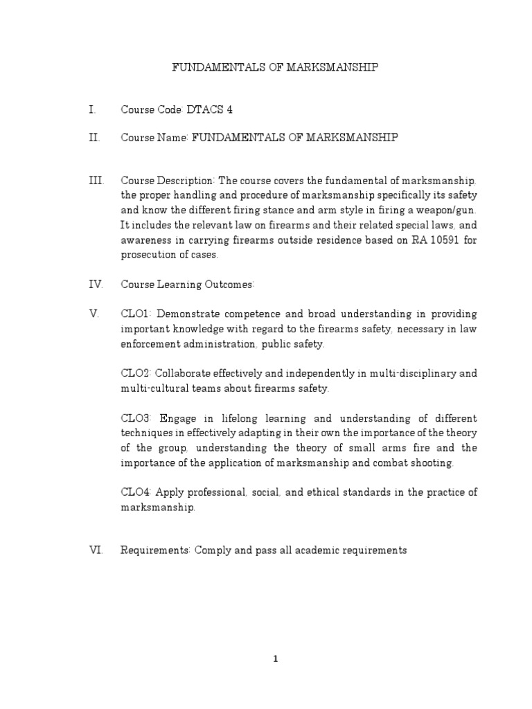 Dtacs 4 Fundamentals of Marksmanship | PDF | Firearms | Cartridge ...