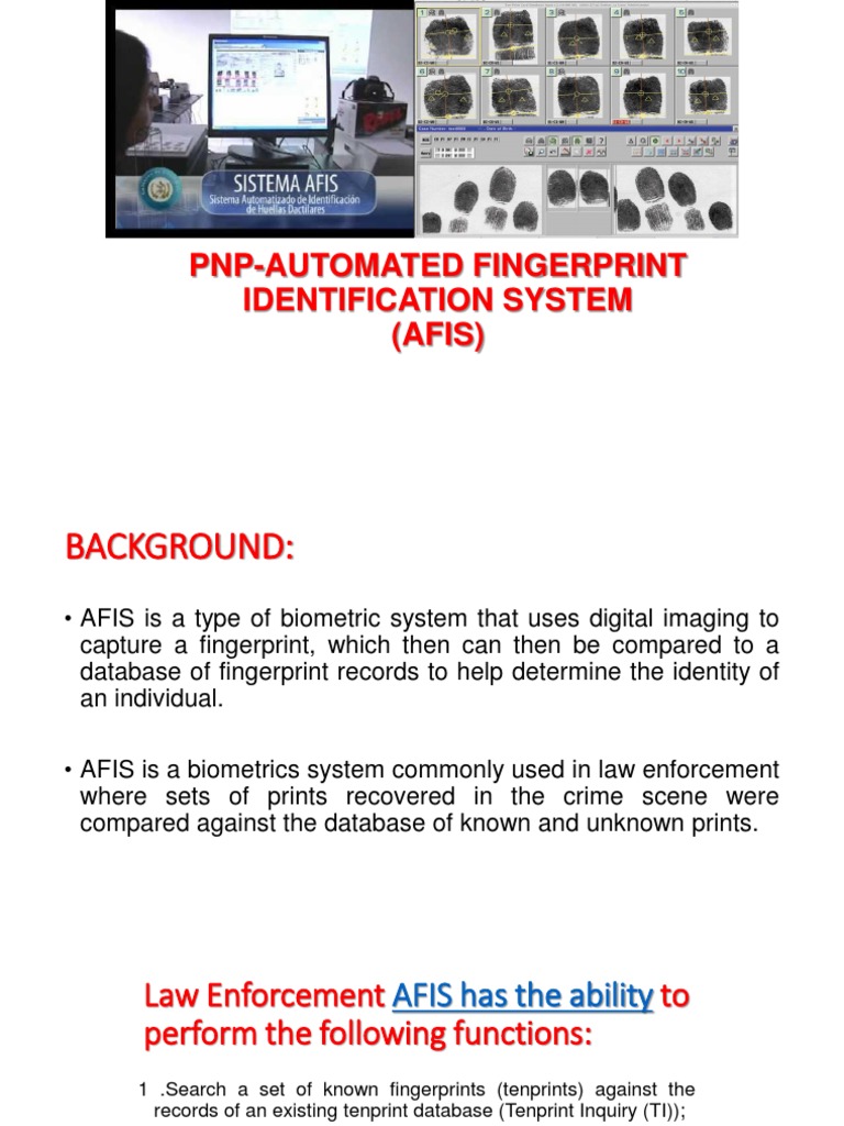 Pnp-Automated Fingerprint Identification System (AFIS) | PDF ...