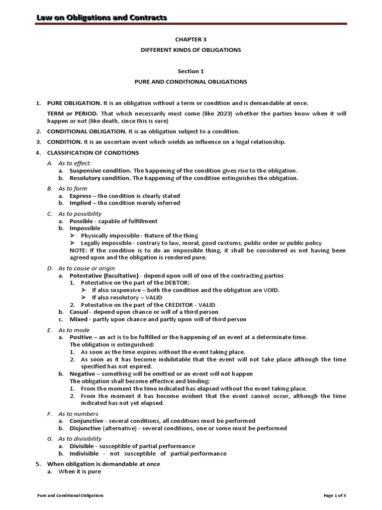 4 +Pure+and+Conditional+Obligation | PDF | Legal Remedy | Private Law