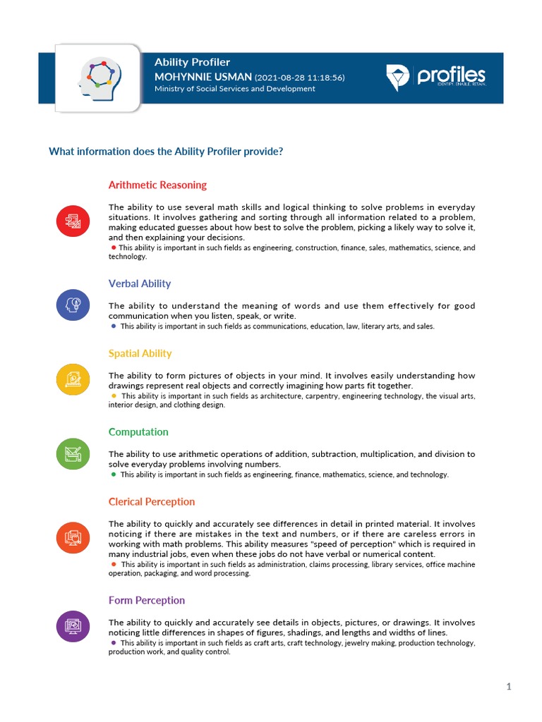 What Information Does The Ability Profiler Provide? | PDF | Percentile ...