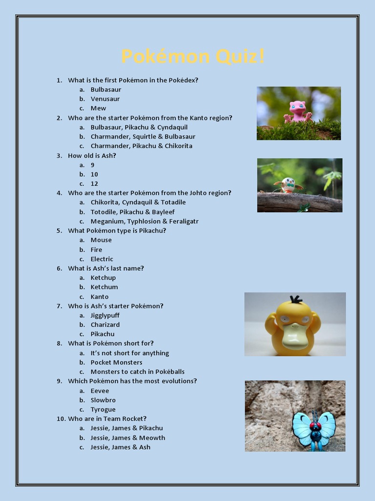 Pokémon Quiz | PDF