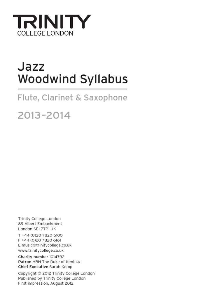 Jazz Woodwind Syllabus 2013 Complete | PDF | Test (Assessment) | Chord ...