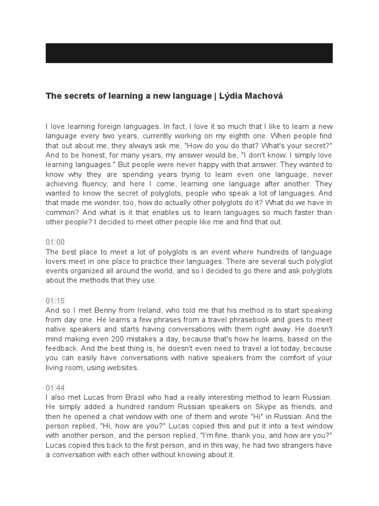 The Secrets of Learning A New Language | PDF | Multilingualism ...