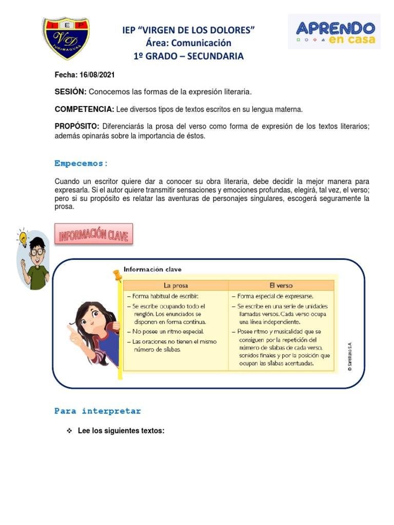 Conocemos Las Formas de Expresión Literaria | PDF