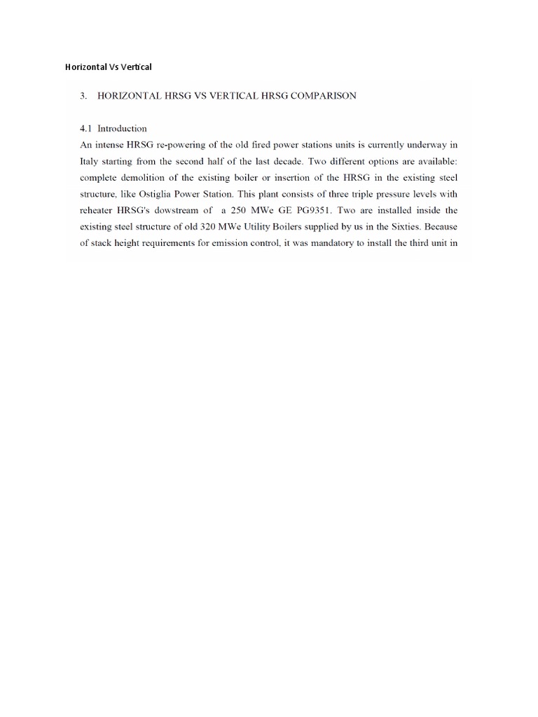HRSG Vertical Vs Horizontal Untuk CC | PDF