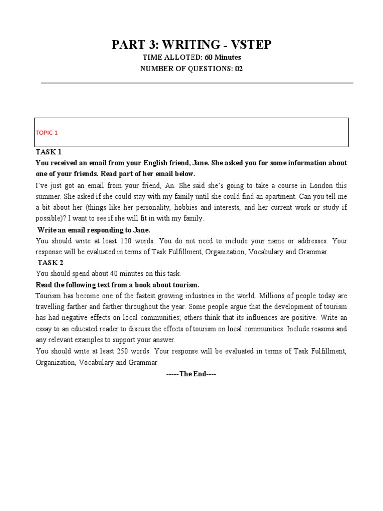 VSTEP-TEST.-WRITING-đã chuyển đổi | PDF | Vocabulary | Essays