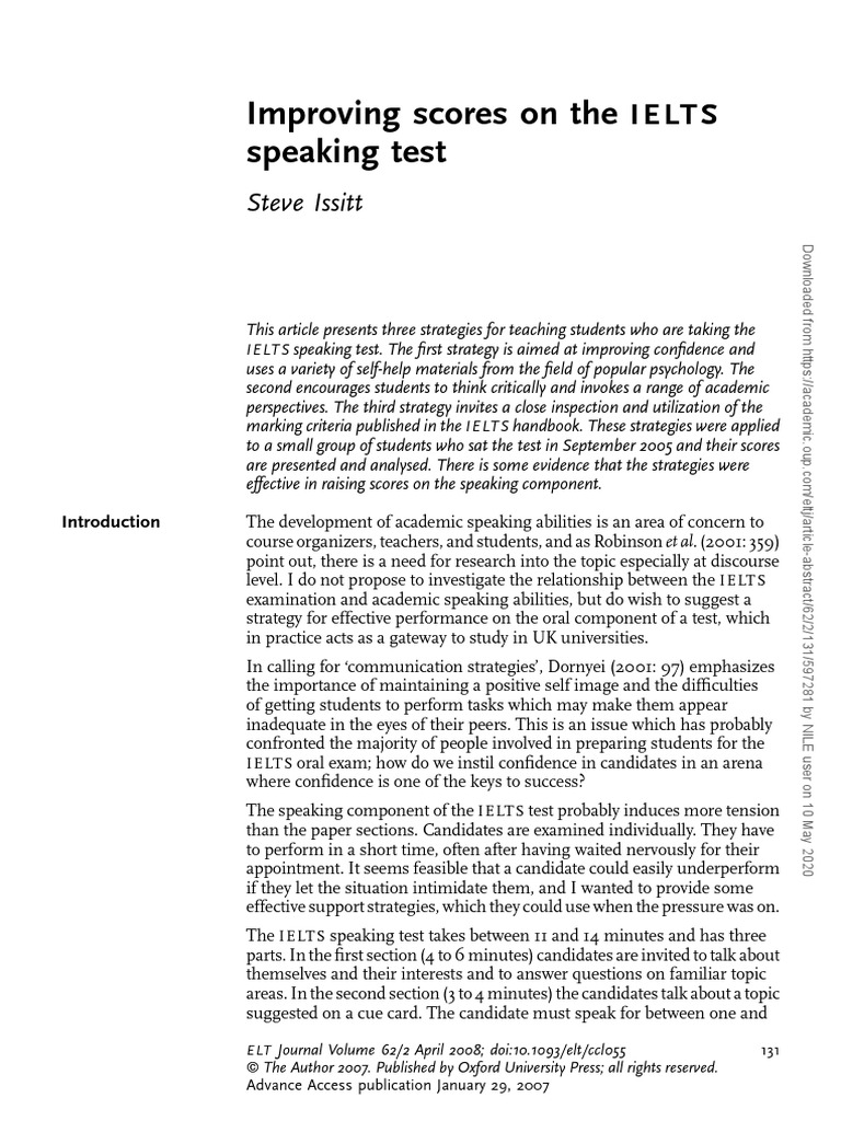 Multilevel Strategies for IELTS Speaking | PDF | Test (Assessment ...