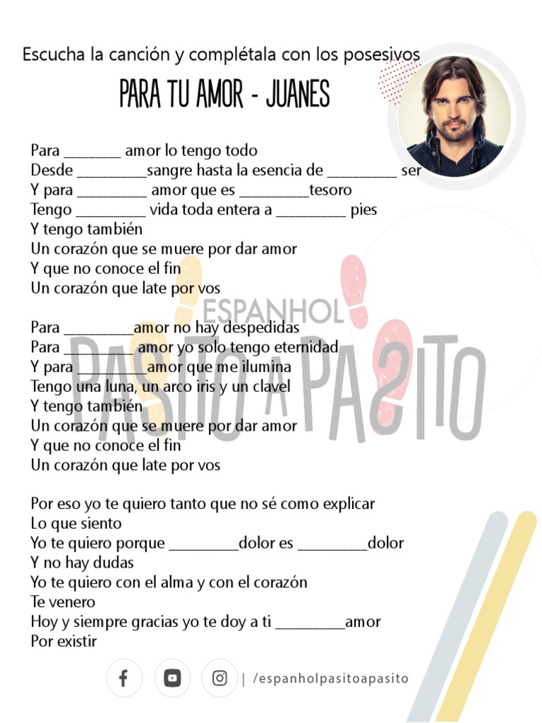 Letra de "Para Tu Amor" de Juanes | PDF | Arte | Poesía