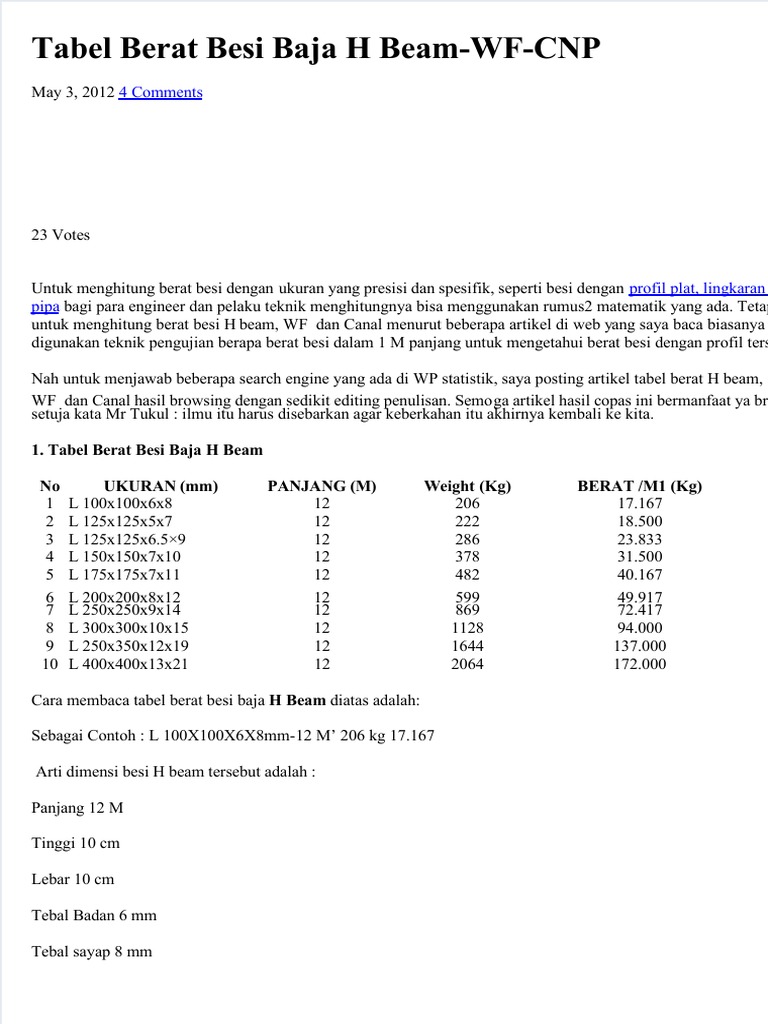 Pdfslide - Tips - Cara Membaca Tabel Baja | PDF