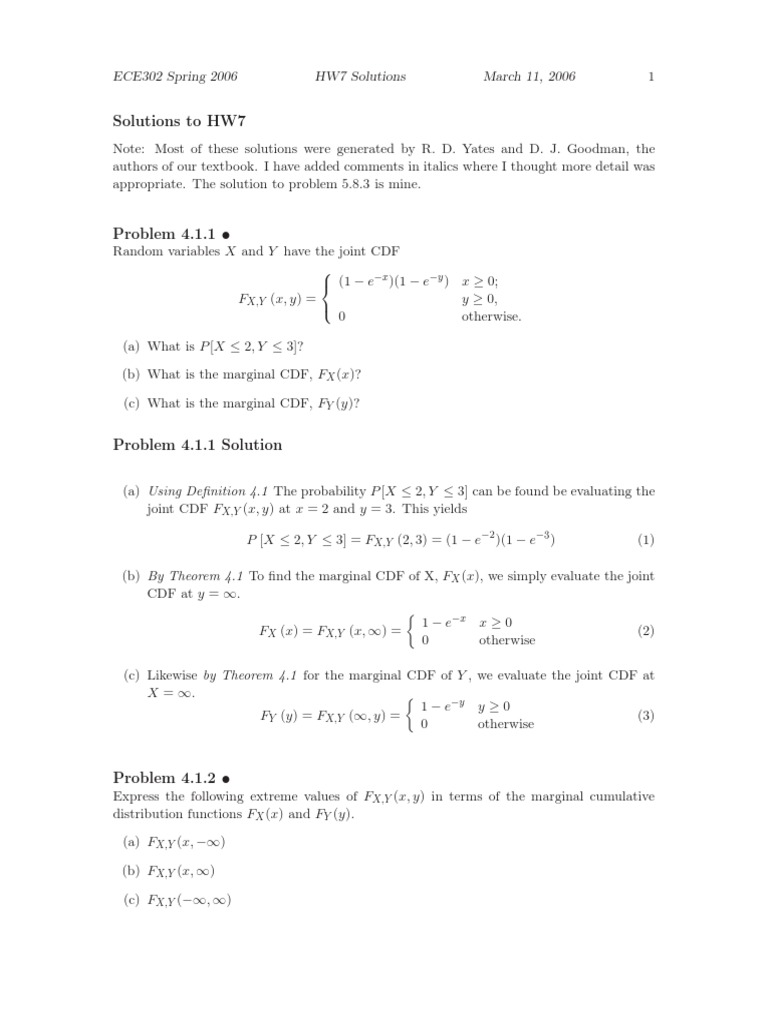 Solutions To HW7 | PDF | Probability Density Function | Statistical Theory