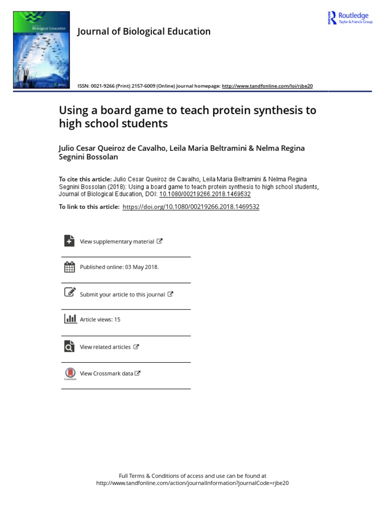 Using A Board Game To Teach Protein Synthesis To High School Students ...