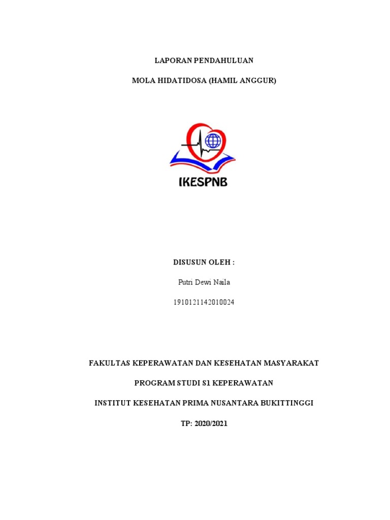 LAPORAN PENDAHULUAN Molahidatidosa (PUTRI) | PDF | Sains & Matematika