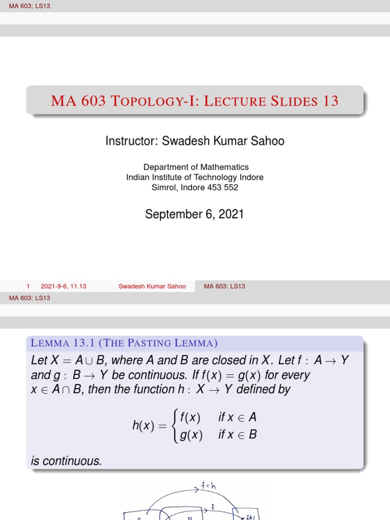 Topology Lecture 13: Pasting Lemma | PDF | Topology | Function ...