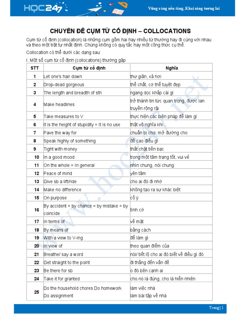 (123doc) - Chuyen-De-Cum-Tu-Co-Dinh-Collocations | PDF
