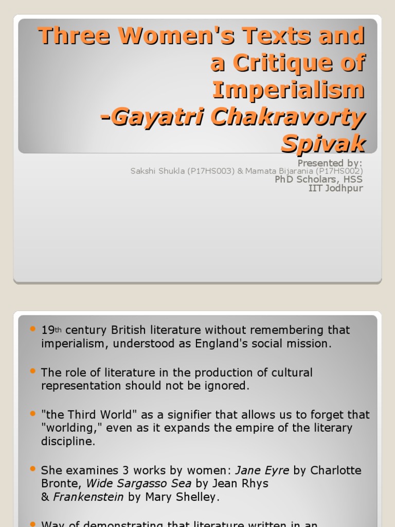 Three Women's Texts Critique Imperialism | PDF | Feminism | Gender Studies