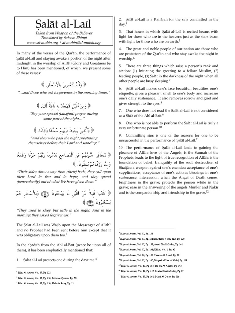 Benefits and Method of Salatul Layl | PDF | Monotheistic Religions ...