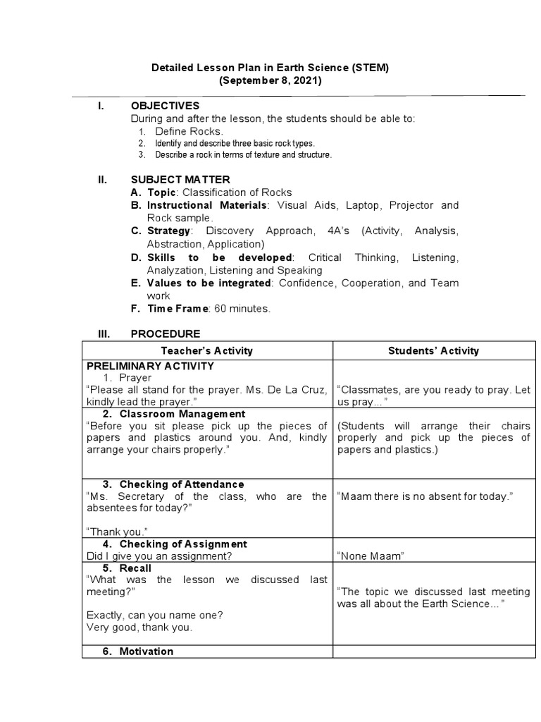 LP SHS Rocks G11 | PDF | Minerals | Lesson Plan