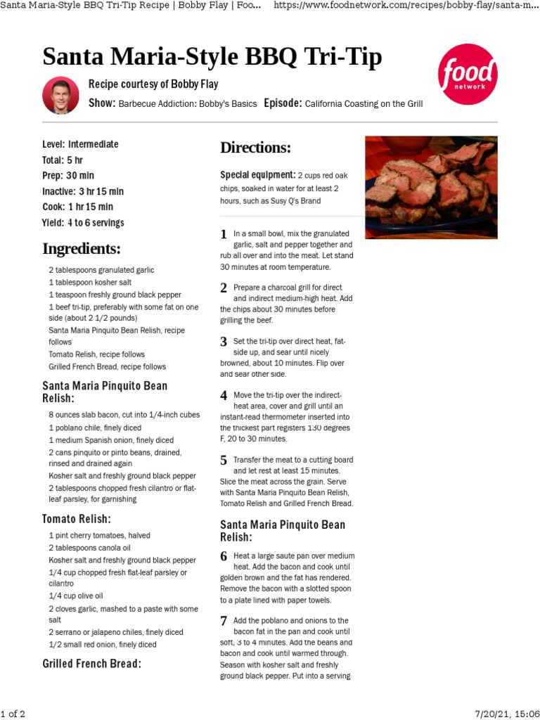 Santa Maria-Style BBQ Tri-Tip Recipe: A Detailed Method for Grilling ...
