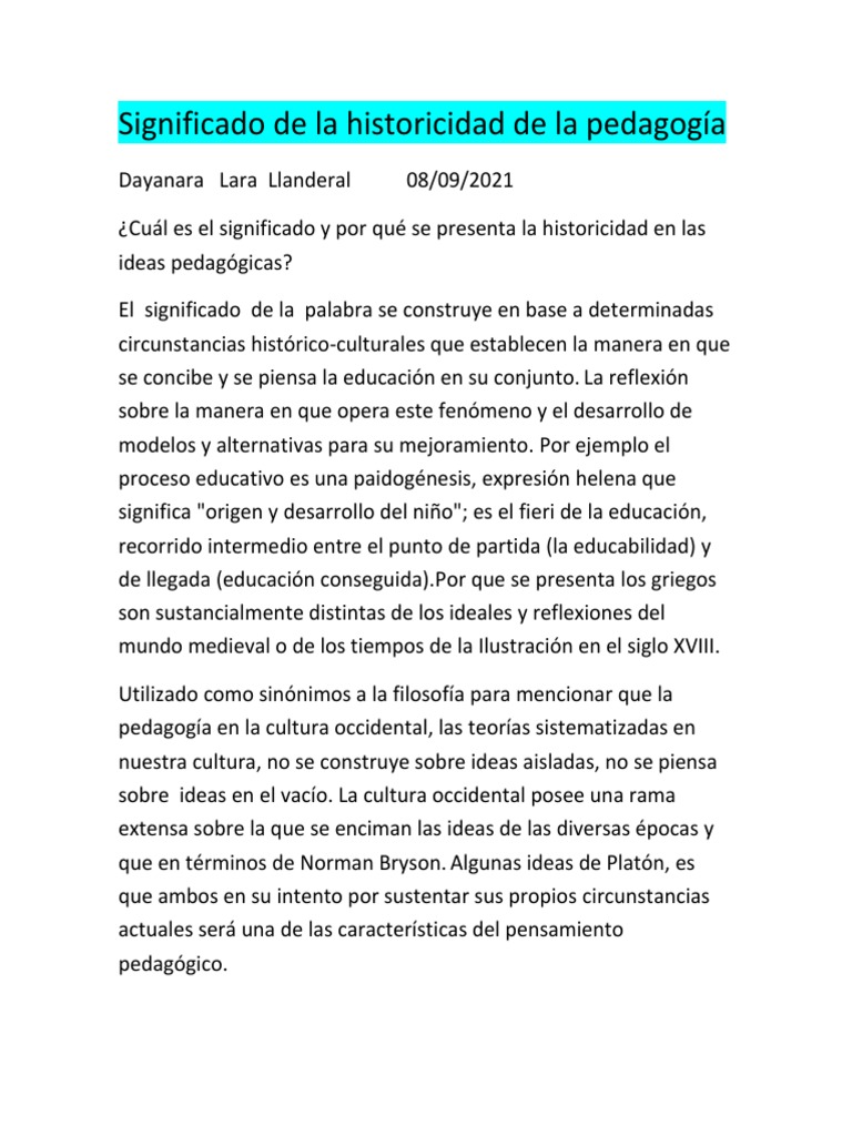 Significado de La Historicidad de La Pedagogía | PDF
