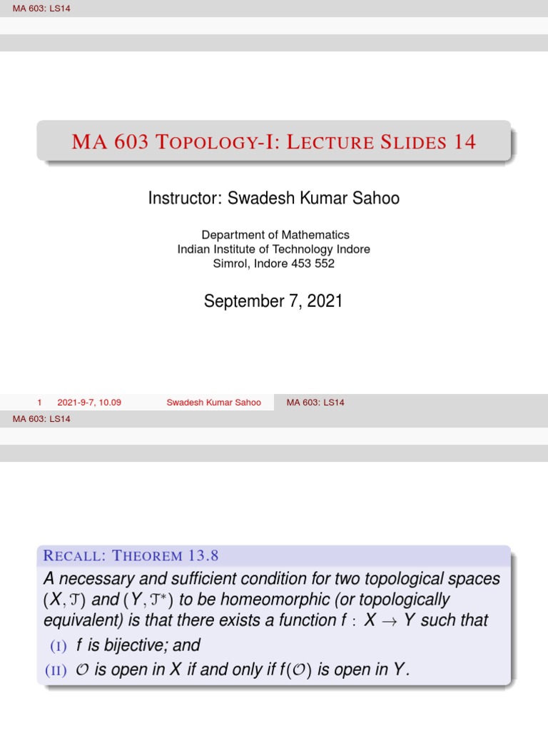 Ma 603 LS14 | PDF | Continuous Function | Metric (Mathematics)