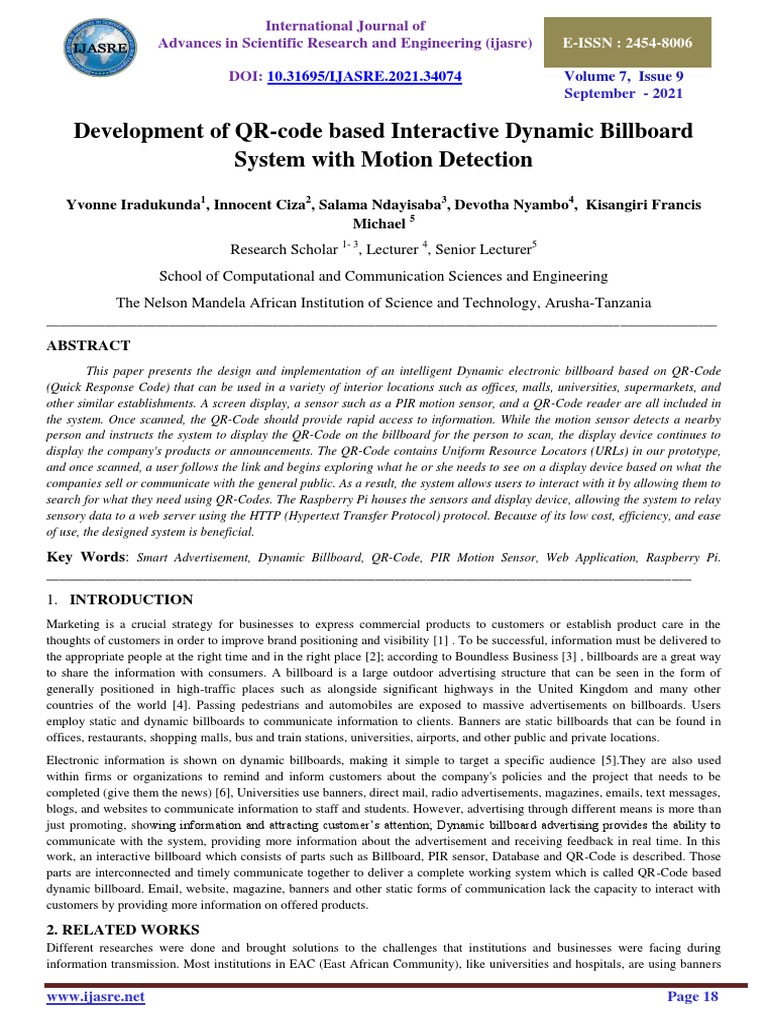 Development of QR-code Based Interactive Dynamic Billboard System With ...