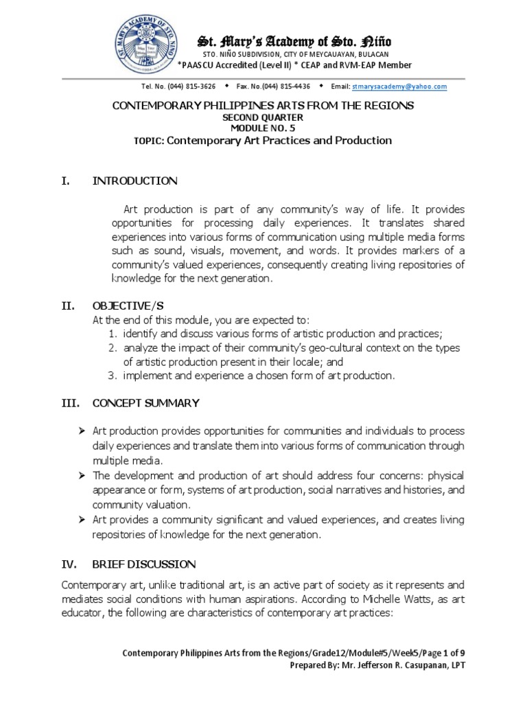 MODULE 5 (UPDATE) - Contemporary Philippine Arts From The Regions | PDF ...