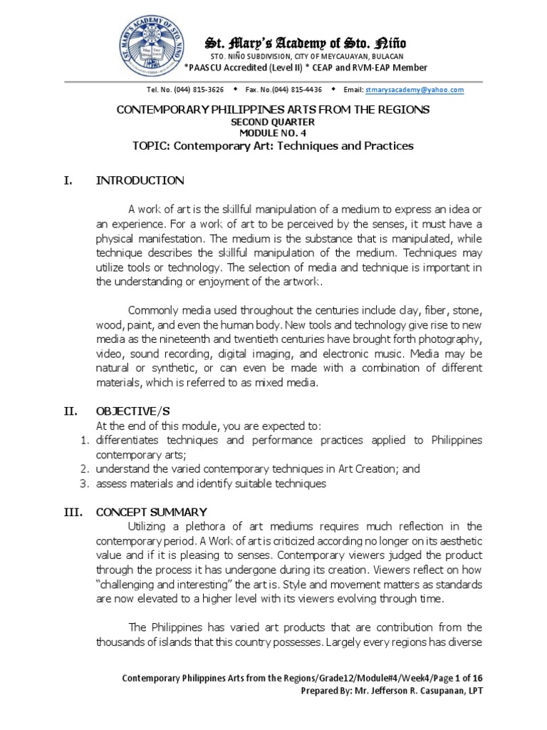 MODULE 4 (UPDATE) - Contemporary Philippine Arts From The Regions | PDF