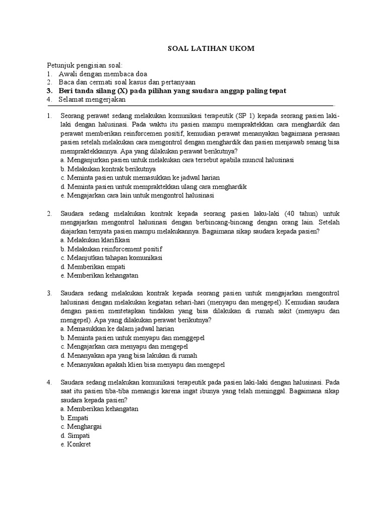 Soal Keswa Ukom 1 | PDF | Kesehatan Holistik