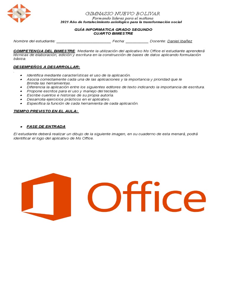 GUÍA INFORMATICA GRADO SEGUNDO | PDF | Microsoft | Microsoft Office