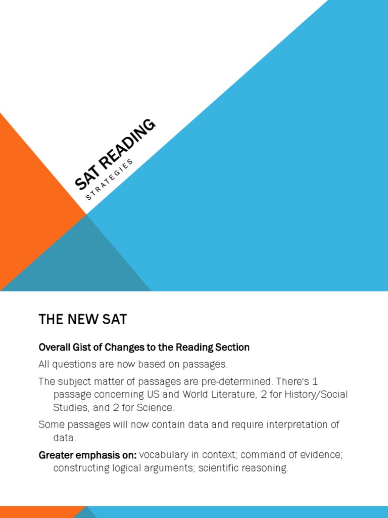 The New SAT Reading: Strategies for Success | PDF | Sat | Question