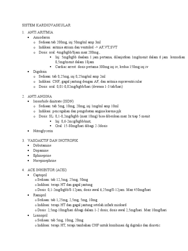 Daftar Obat Kardiovaskular & Respirasi | PDF