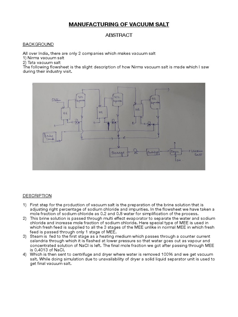 Manufacturing of Vacuum Salt | PDF