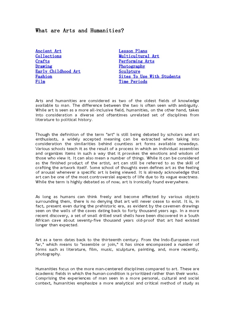 What Is Arts and Humanities | PDF | Dances | Humanities