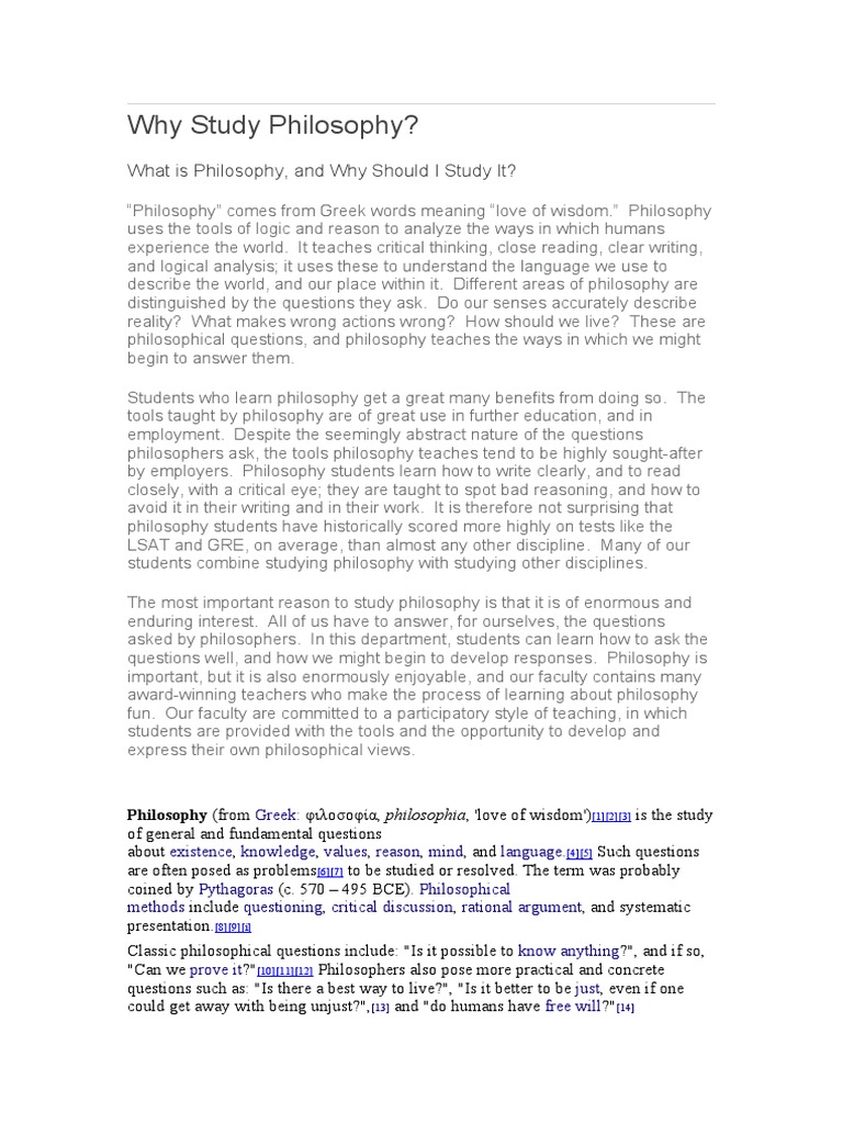 Why Study Philosophy | PDF | Epistemology | Islamic Philosophy
