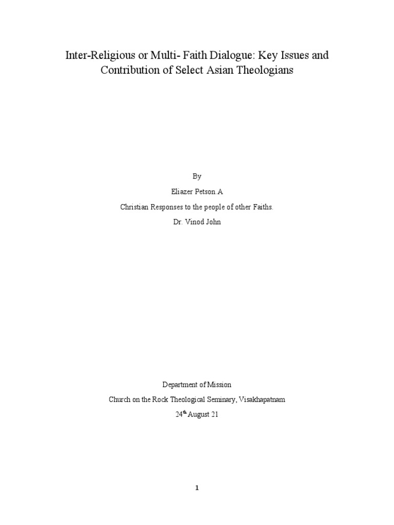 Interfaith Dialogue in Asian Theology | PDF | Interfaith Dialogue | Bhakti