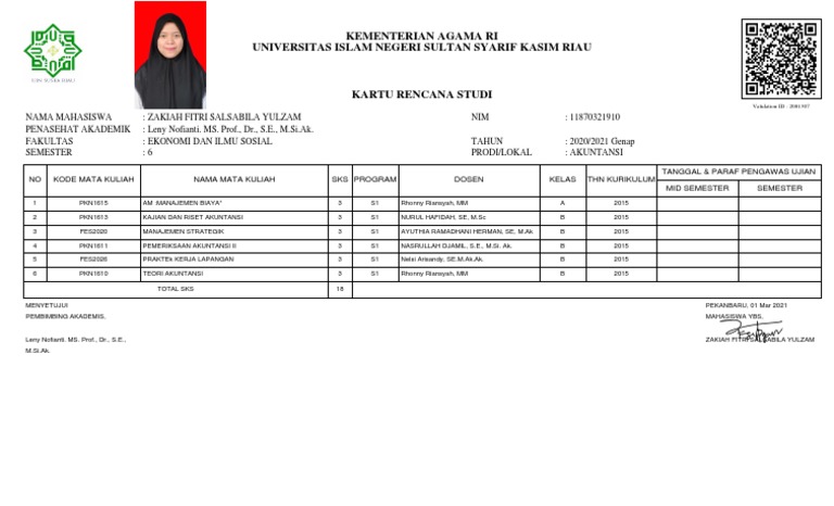 Krs Sem 6 Zakiah Fitrii | PDF