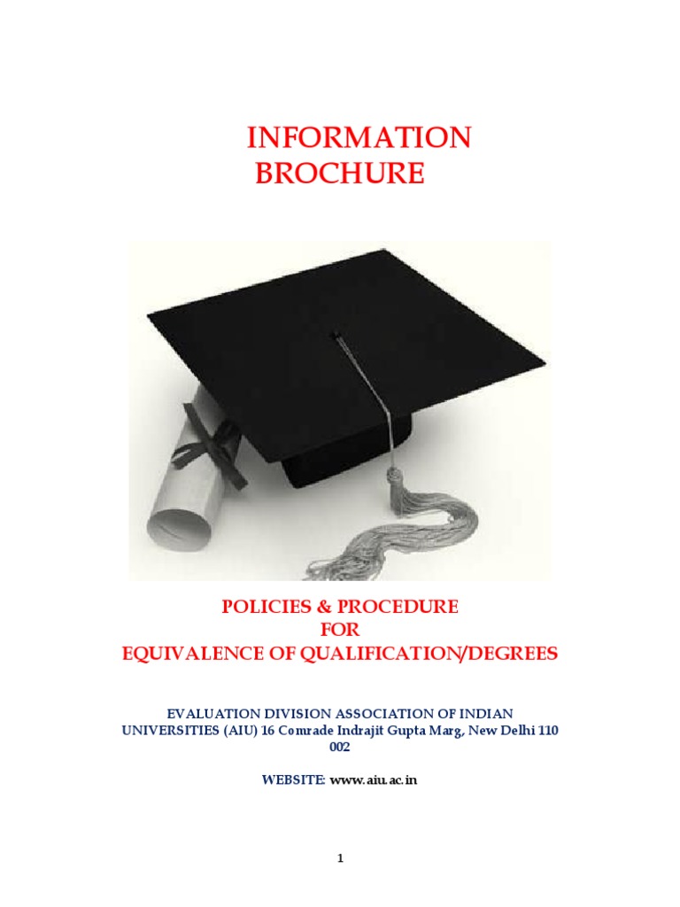AIU Equivalence Information Brochure | PDF | Academic Degree | High ...
