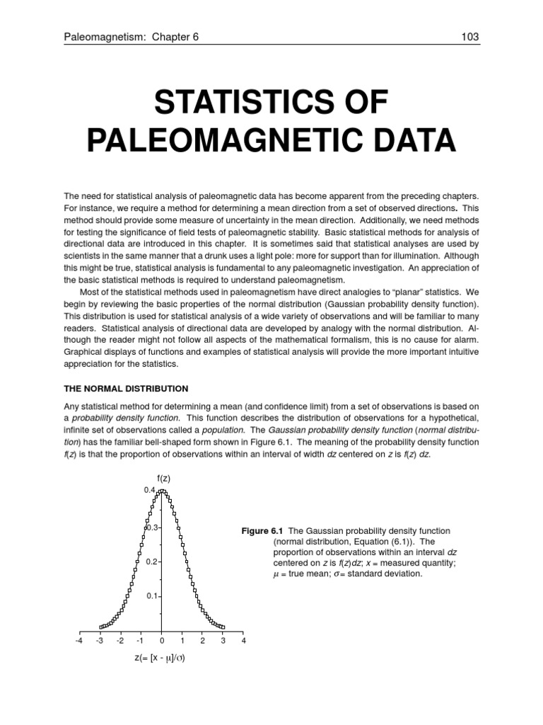 Statistics of Paleomagnetic Data: Paleomagnetism: Chapter 6 103 | PDF ...