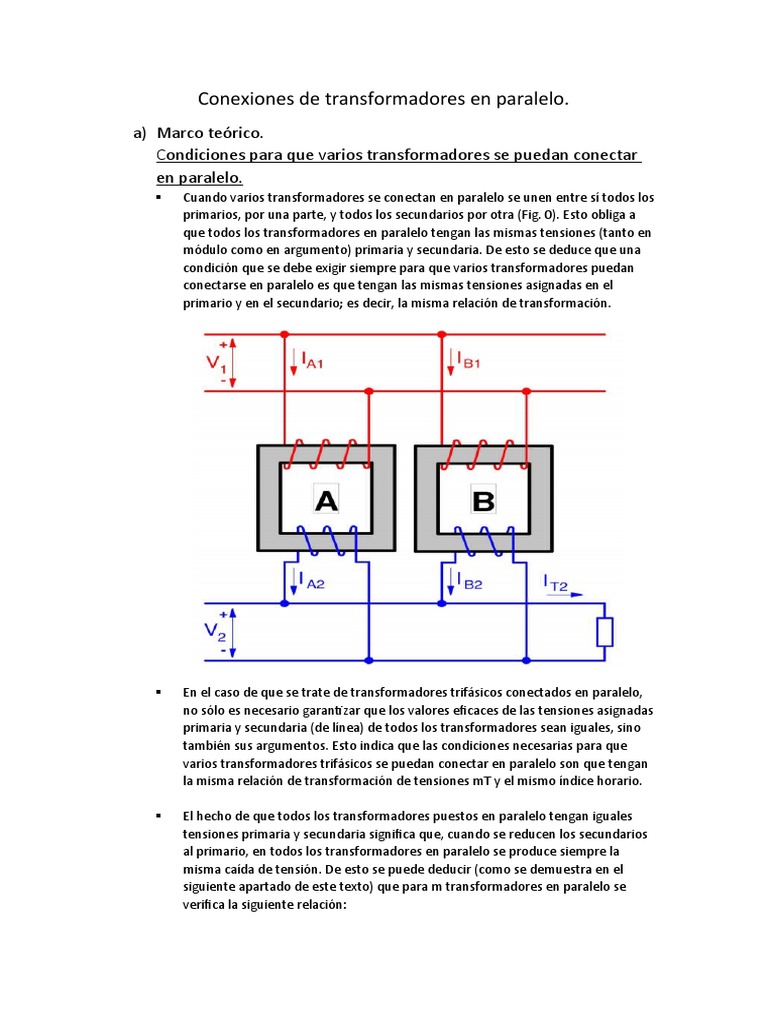Conexiones de Transformadores en Paralelo | PDF | Transformador | Impedancia eléctrica