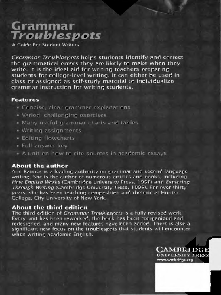 Grammar Troublespots A Guide For Student Writers | PDF