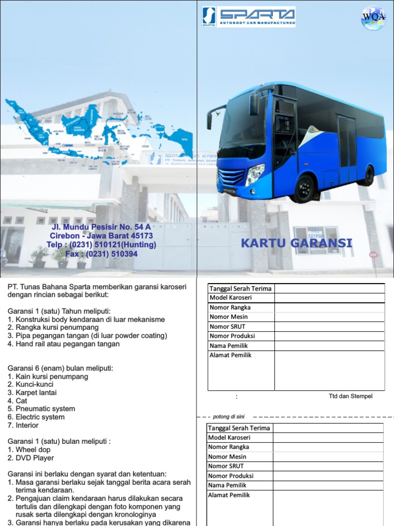 Surat Jaminan Garansi Karoseri PT Tunas Bahana Sparta | PDF