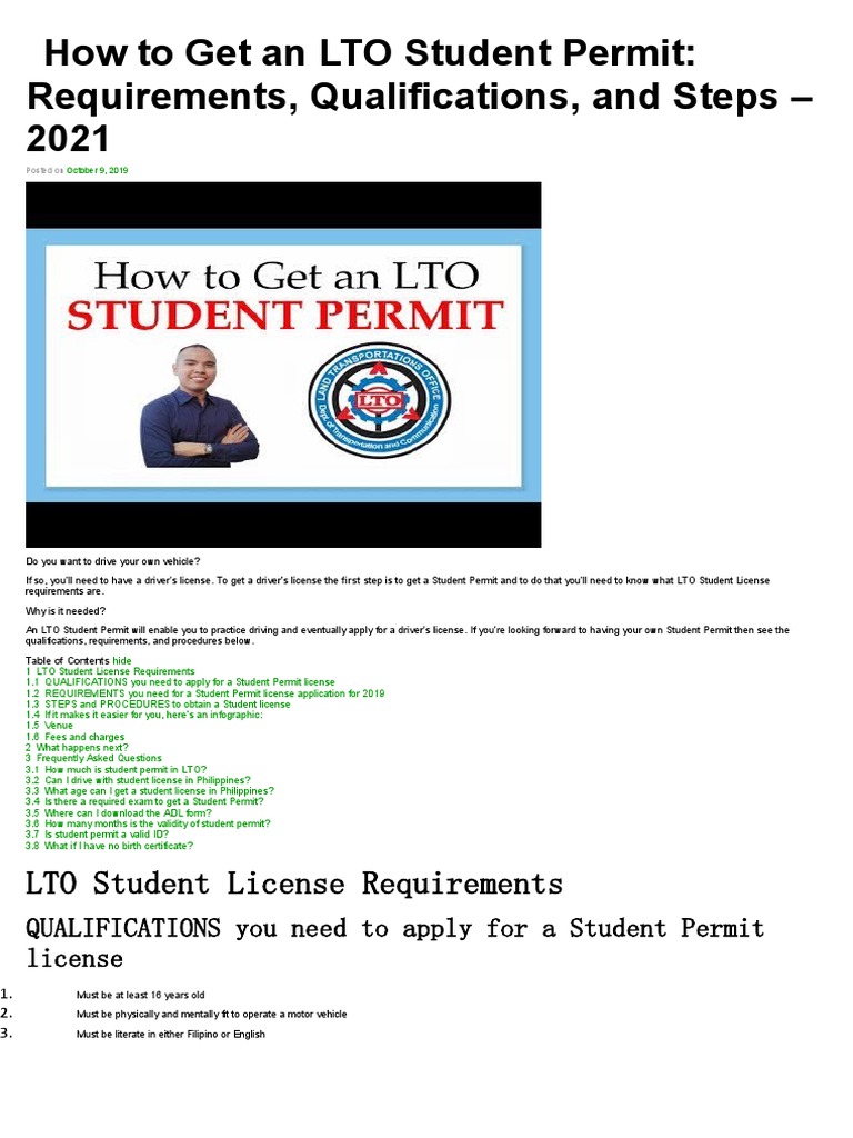 How To Get An LTO Student Permit: Requirements, Qualifications, and ...
