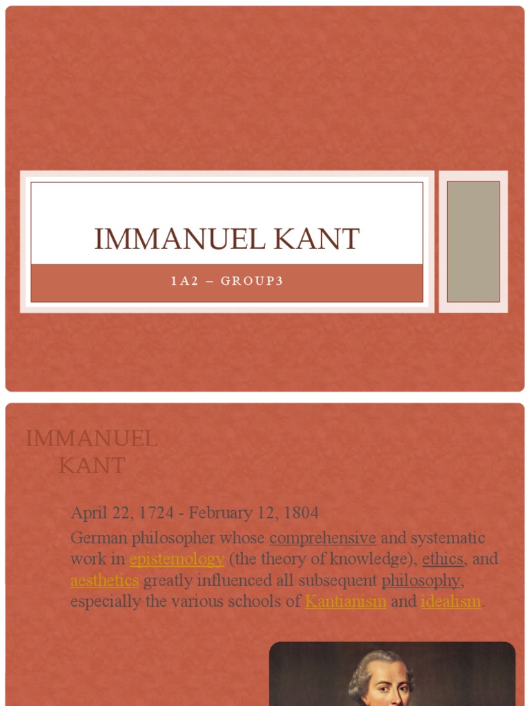 Immanuel Kant: 1A2 - Group3 | PDF | Immanuel Kant | Social Institutions