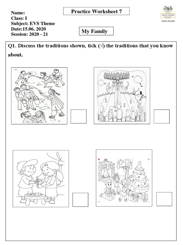 EVS Worksheet: Family Traditions Class I | PDF
